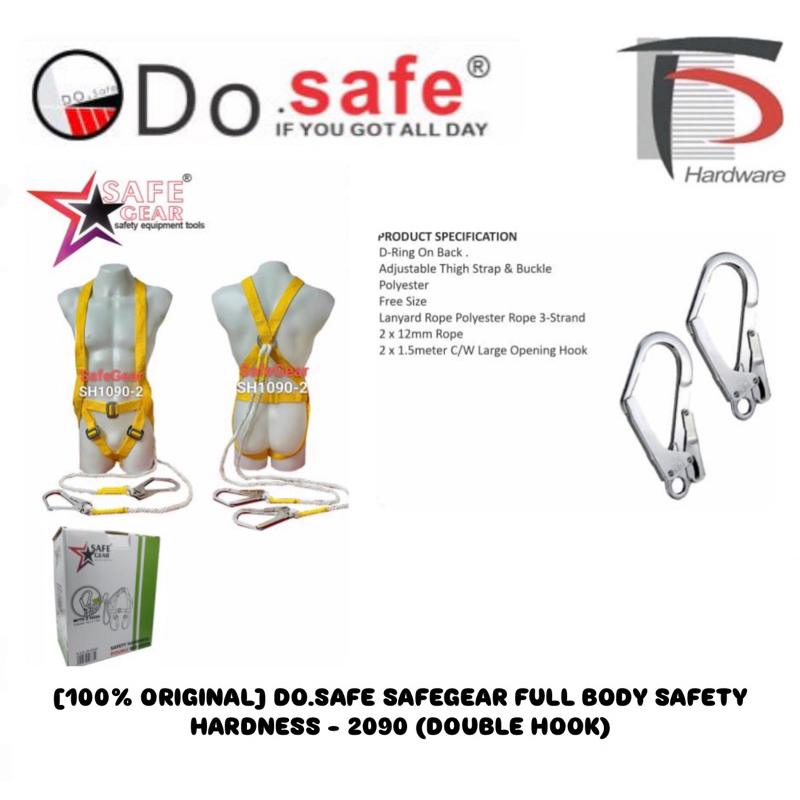 DO.SAFE SAFEGEAR FULL BODY SAFETY HARDNESS - 2090 (DOUBLE HOOK ...