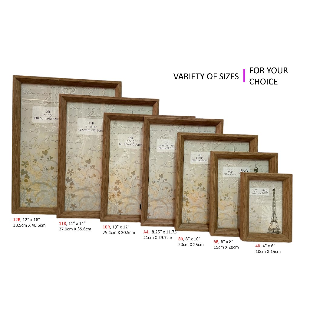 Photo Frame Size 4R / 6R / 8R / A4 / 10R / 11R / 12R - Brown (1pc ...