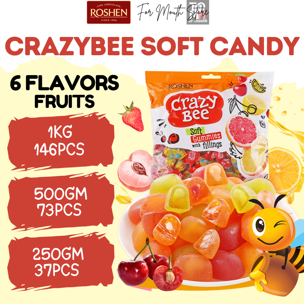 250/500/1kg ROSHEN Crazy Bee Jelly Candy Gula-Gula Viral Gummy Halal ...