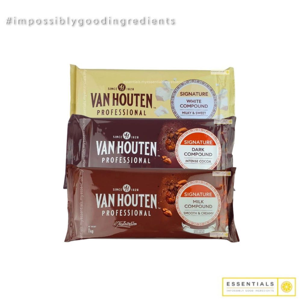 VAN HOUTEN Compound Chocolate Block (Intense Dark / White / Milk) 1KG | HALAL | Shopee Singapore