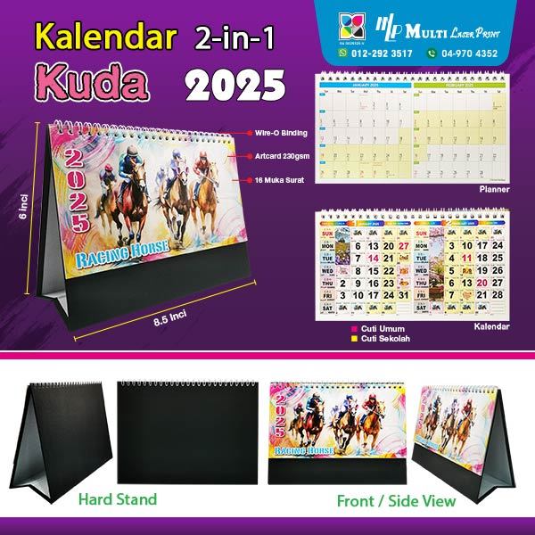 Horse Table Calendar 2025 | Kalendar Meja Kuda Dual View| Desktop ...