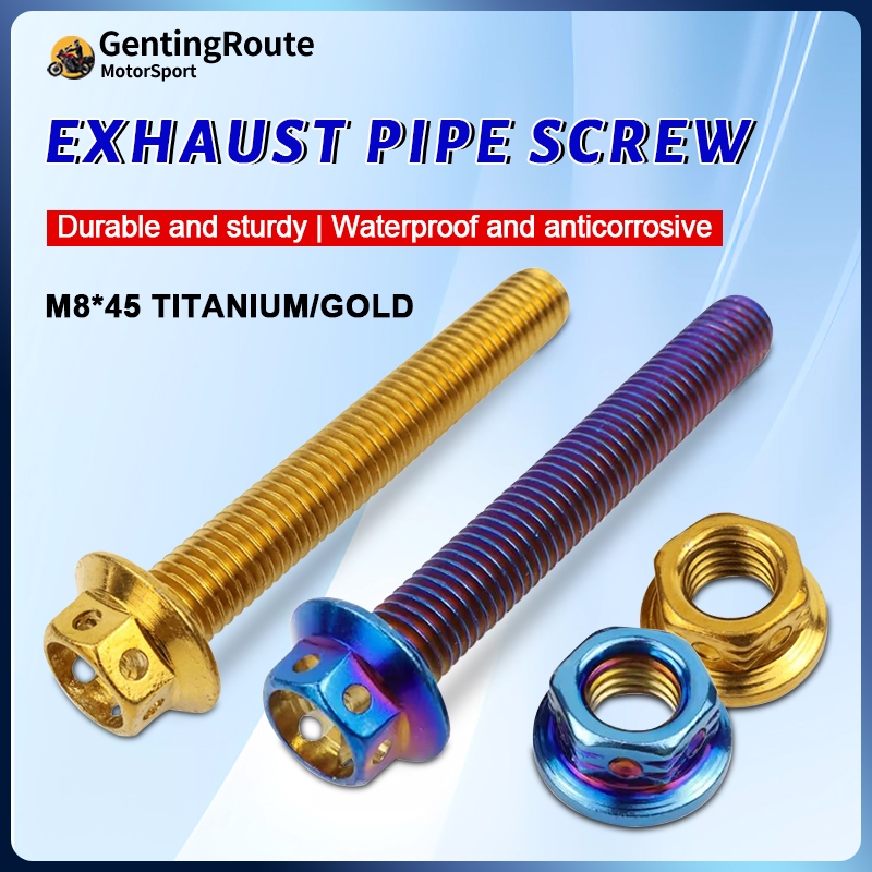 M8*45 Exhaust Pipe Screw Exhaust Nut Bracket Ekzos Gold Titanium Skru ...
