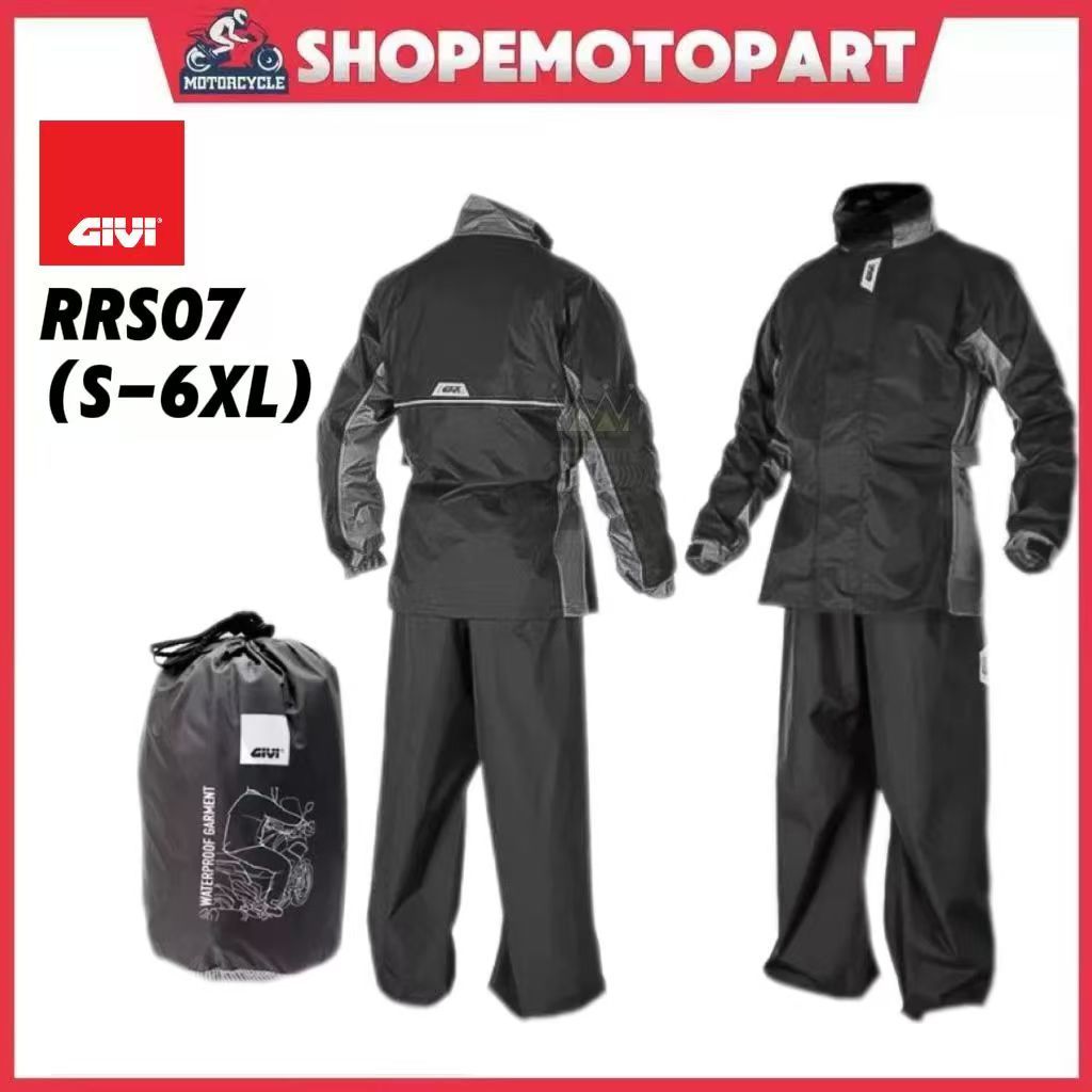 GIVI RRS07 RRS 07 RIDER TECH Rain Suit Black Grey BAJU HUJAN GIVI S ...