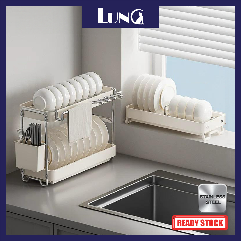 Single Double Layer Tabletop Stainless Steel Dish Drying Rack Dish ...