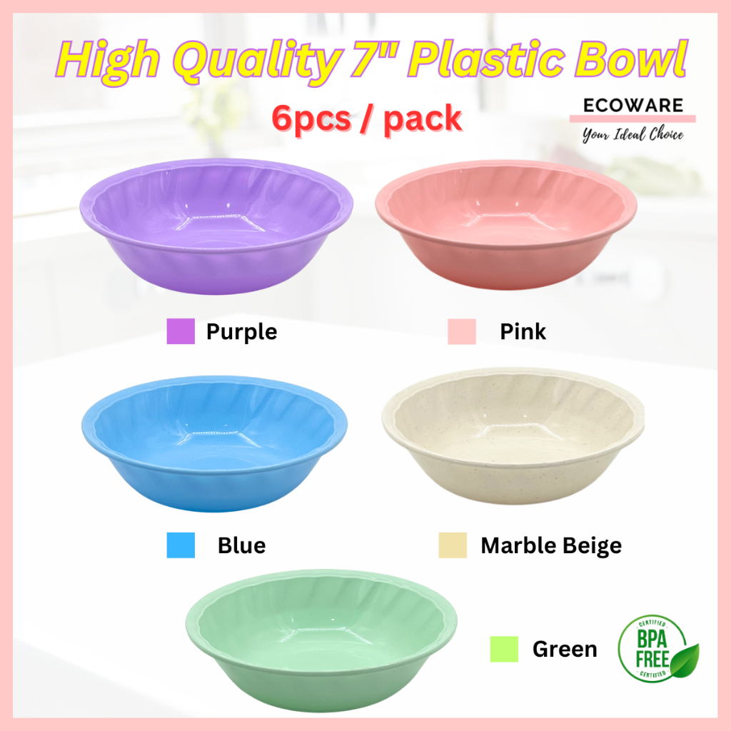ECOWARE 6pcs 7 Inci Mangkuk Plastik Set / 6pcs 7 Inch Plastic Bowl Set ...
