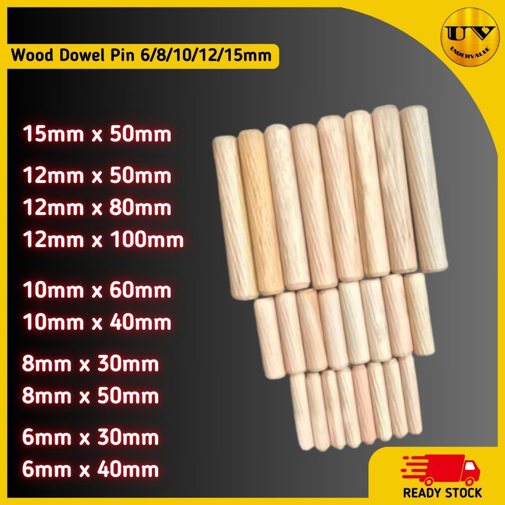ALL SIZE HERE !! 50pcs Wood Dowel Pin Wooden Joint Dowel For Furniture ...