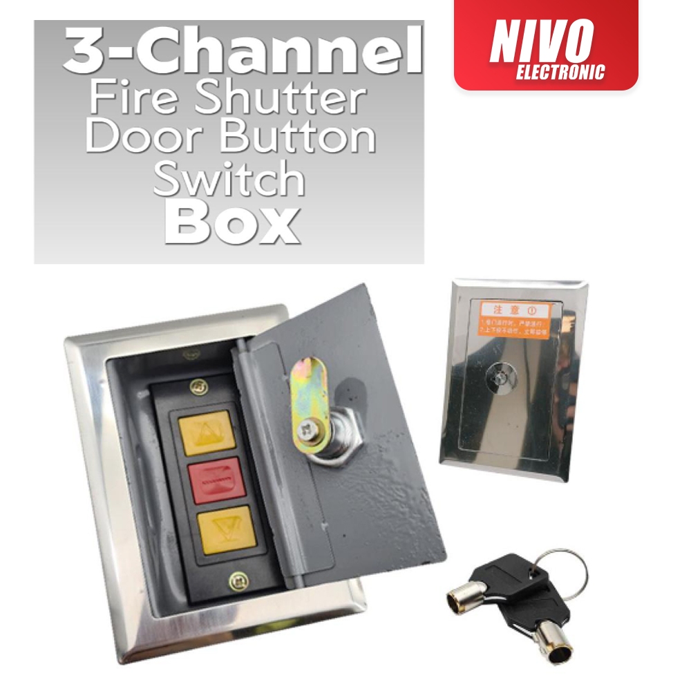 3-CHANNEL FIRE SHUTTER DOORS MANUAL BUTTON SWITCH BOX WITH KEY ROLLER ...
