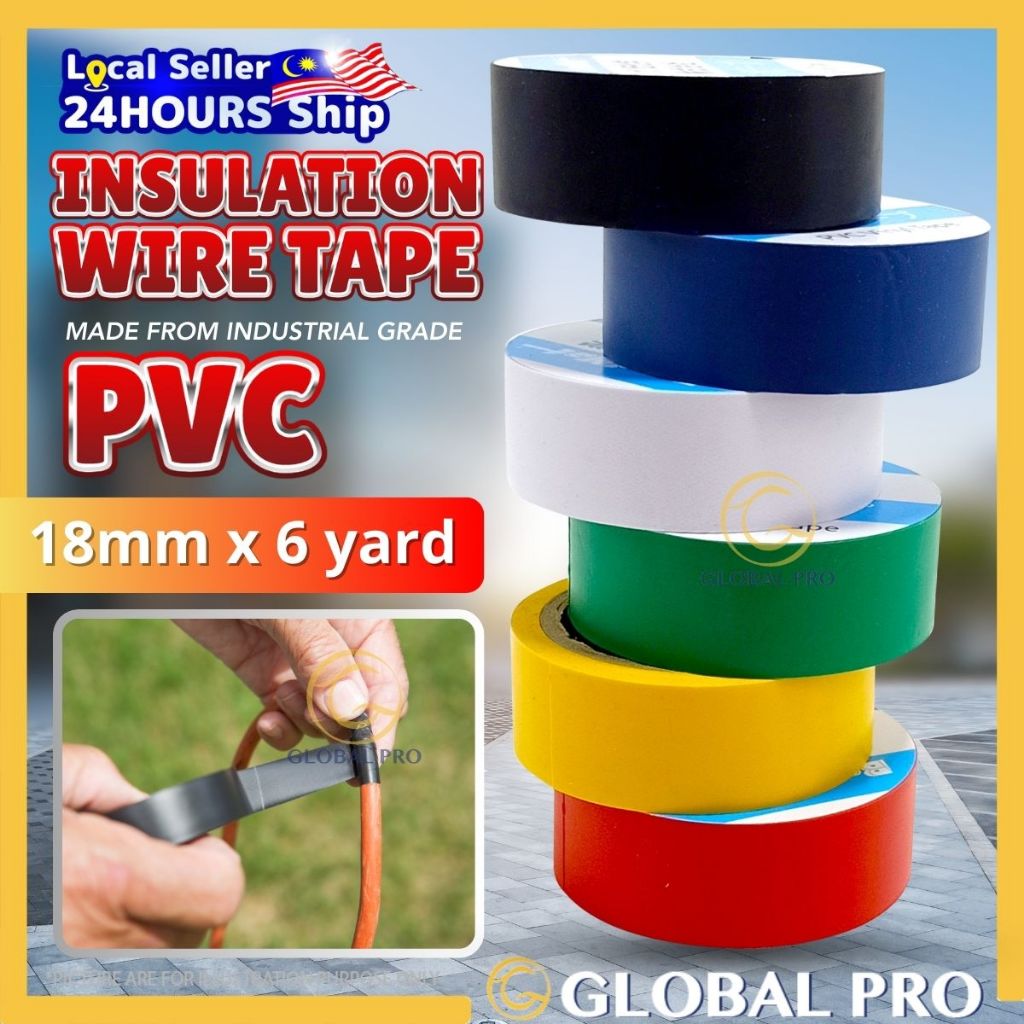 (1PC) PREMIUM PVC Insulation Tape 18mm x 6 yard Wire Tape Electrical ...