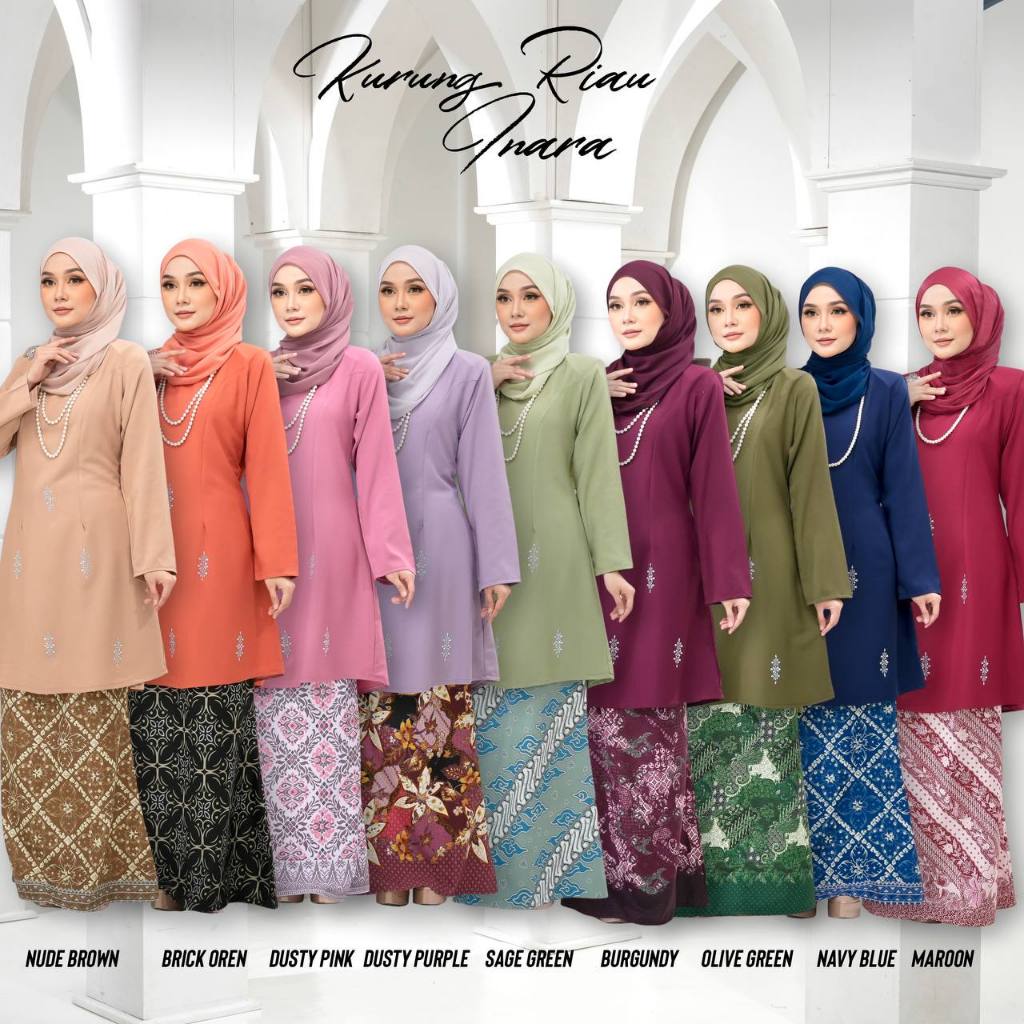 NEW KURUNG RIAU INARA KLASIK DAIMOND RAYA2025 XS-3XL BURGUNDY OREN ...