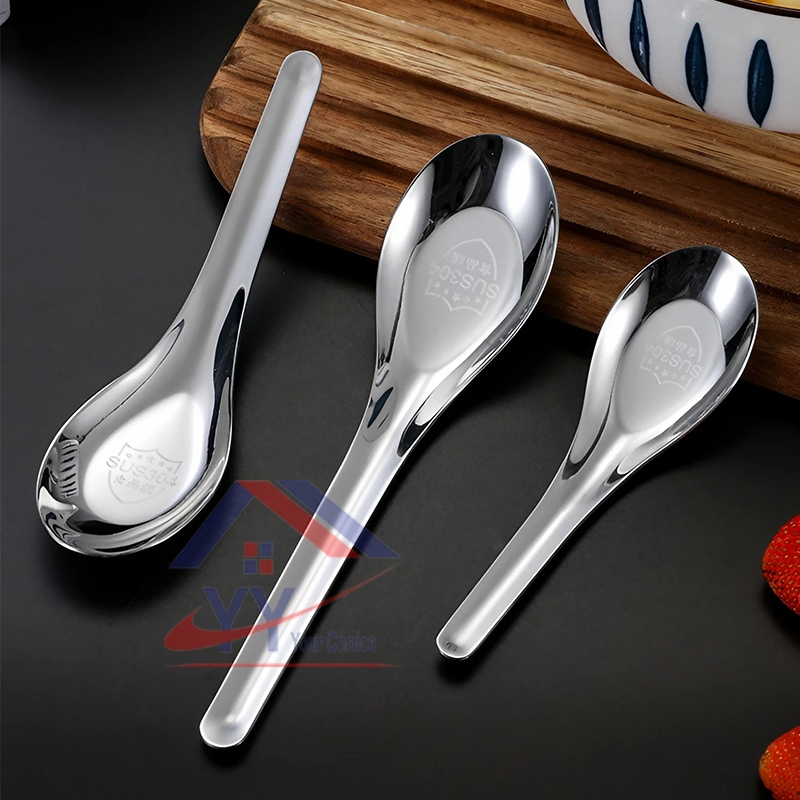 Food Grade Stainless Steel SUS304 Soup Spoon Thicken Deepened Flat ...