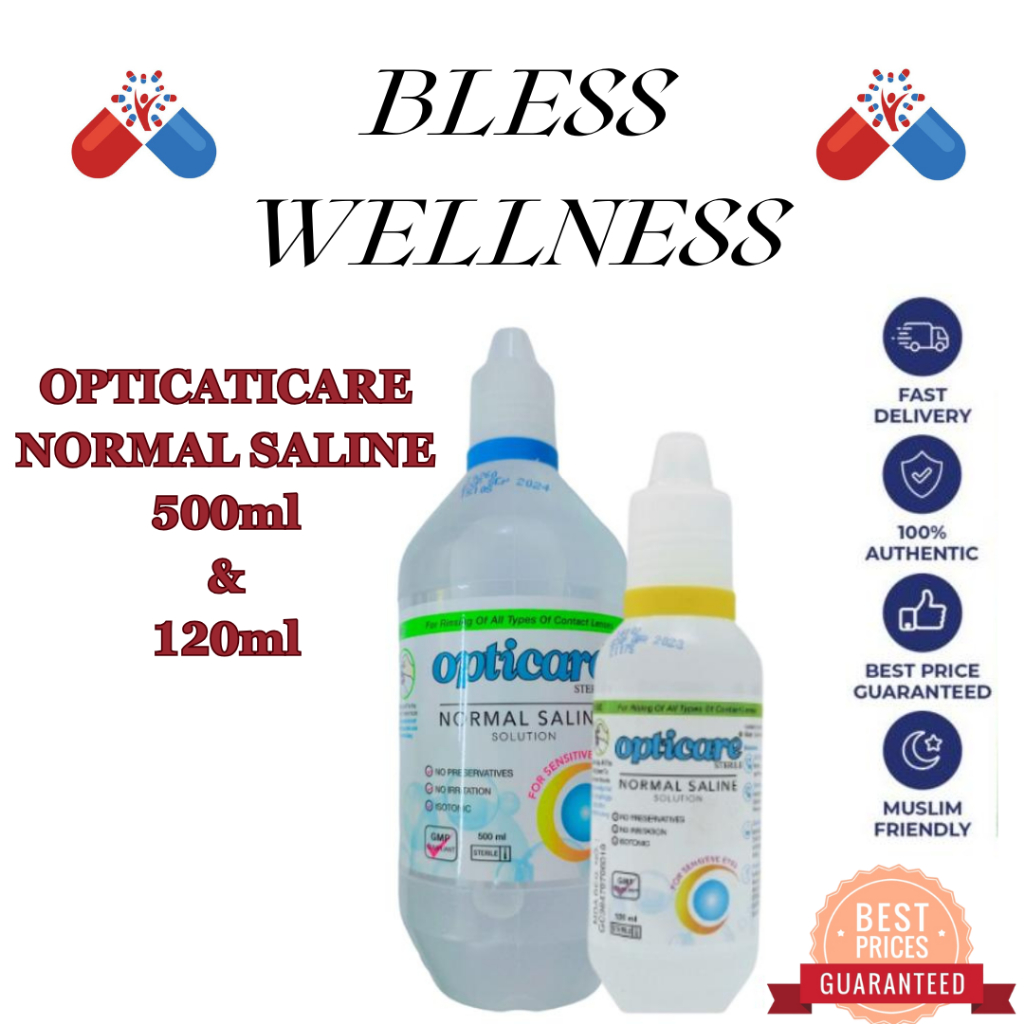 OPTICARE STERILE NORMAL SALINE SOLUTION 500ML/120ML | Shopee Singapore