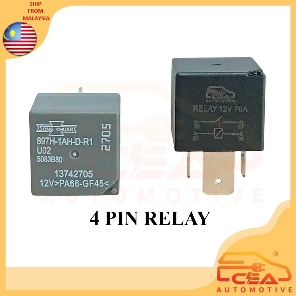 4PIN 100A 12V SONG CHUAN TOYOTA PERODUA MYVI POWER RELAY 2 BIG HEAD ...