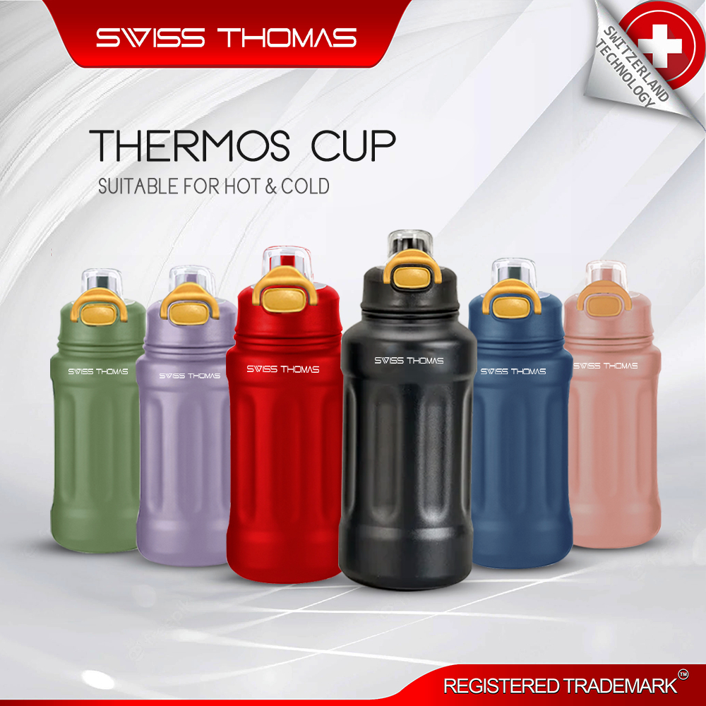Swiss Thomas Stainless Steel 316 Double Layer Thermos Sport Water Bottle High Insulated Keep Hot ...