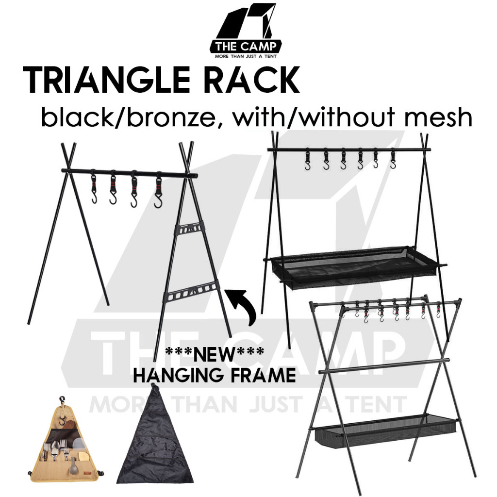 Outdoor Triangle Hanging Rack Aluminum Mesh Camping Hanger Cookware ...