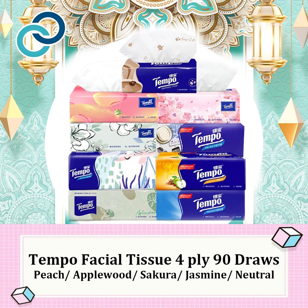 Tempo Facial Tissue 4 ply | Peach/ Applewood/ Sakura/ Jasmine/ Neutral ...