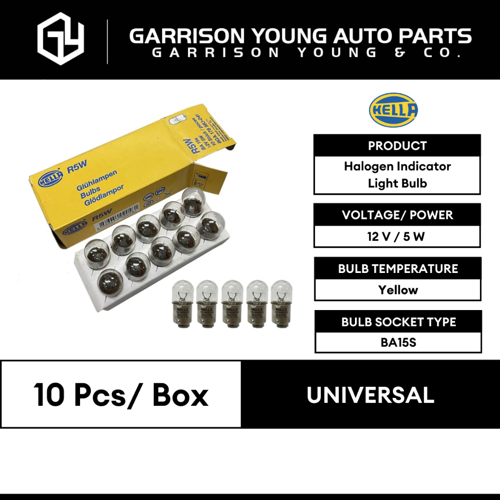 [HELLA HELLA Standard 67 R5W 12V/5W BA15S Halogen Indicator Light Bulb ...