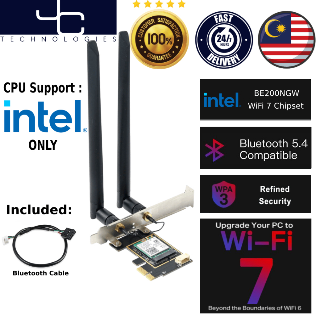 INTEL Wi-Fi 7 BE200 / Wi-Fi 6E AX210 6GHz 8774 Mbps + Bluetooth 5.4 ...