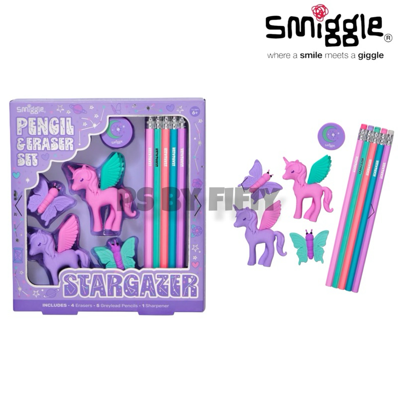 Smiggle Stationery Eraser Pencil Set Box Scented Pencil Colour Change ...