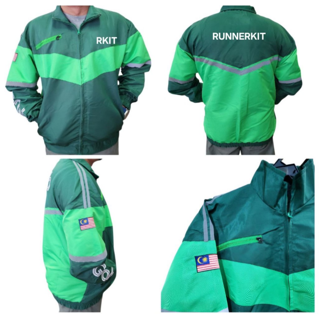 Jaket Jacket windbreaker combination Green colour for food delivery ...