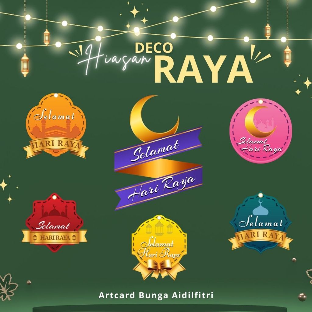 Hari Raya AIDILFITRI Decorations / Round Raya Flowers Can Paste ...