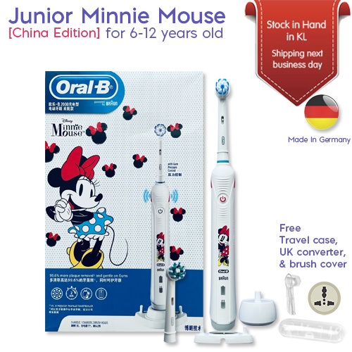 Oral-B Junior Minnie Mouse Electric Toothbrush for Children 6-12 Years ...