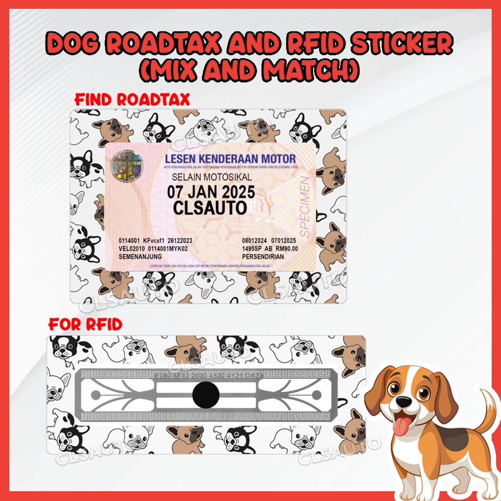 RFID Car Sticker Dog Cute Cartoon Accessories (RFID Tag Not Included ...