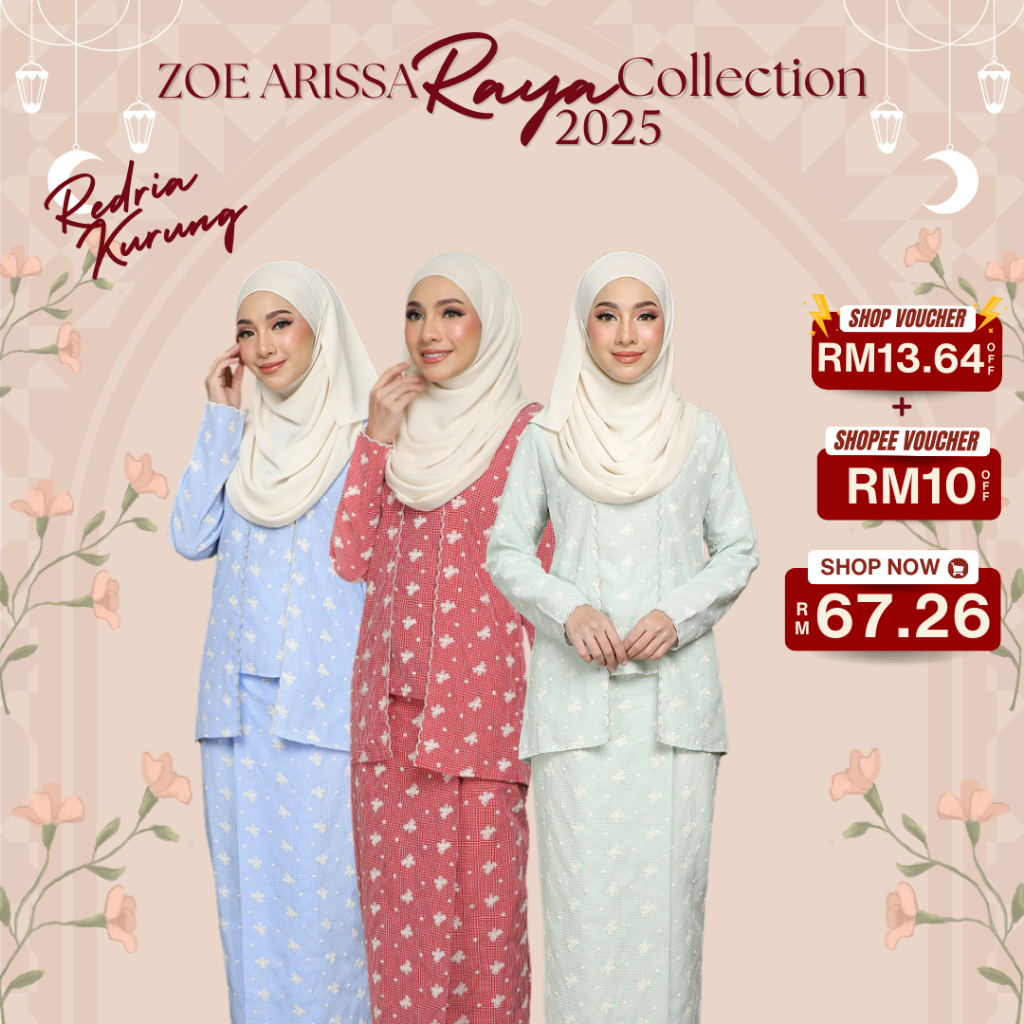 ZOE ARISSA 2025 KEBAYA RAYA HAJI Redria Kurung Sulam Embroidery Kebaya ...
