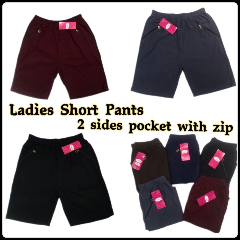 Women's shorts (2 sided pockets with zipper) Ladies Short Pants ...