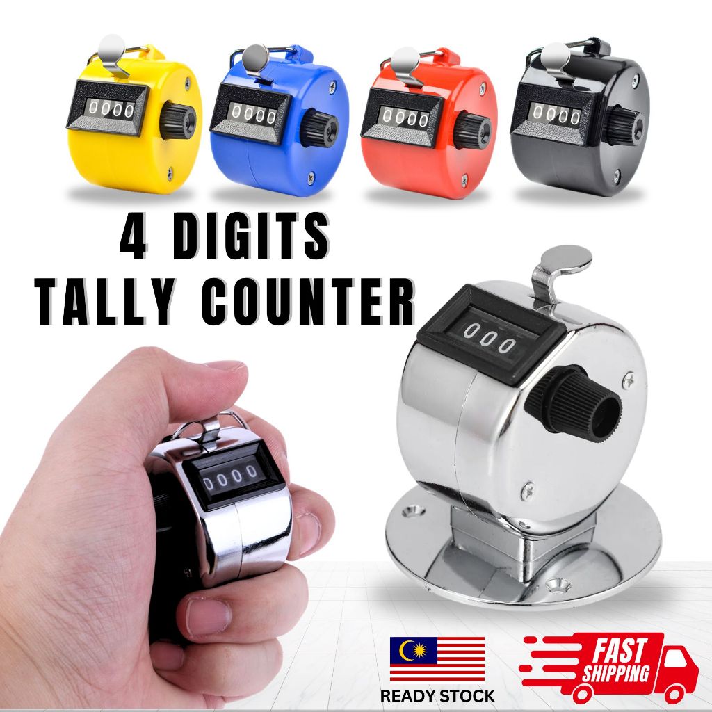 4 Digit Mini Hand Tally Counter Manual Number Counting Finger Clicker ...