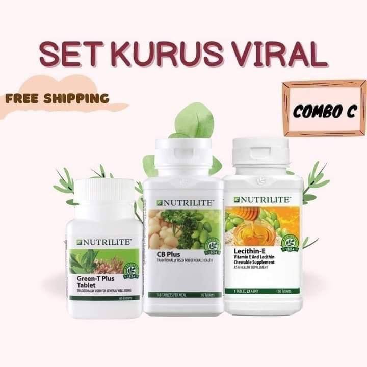 Viral Set Kurus 3 beradik - Nutrilite Green T, CB Plus + Lecithin E Exp ...