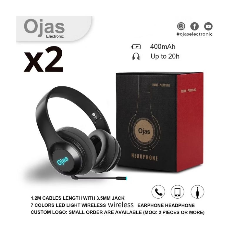 Authentic Ojas X2 Wireless Headset Bluetooth Headset Low-Latency Music ...