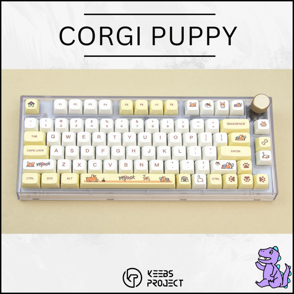 Corgi Puppy Yellow XDA Keycap Set | PBT Dye-Sub | Pastel Keycaps for ...