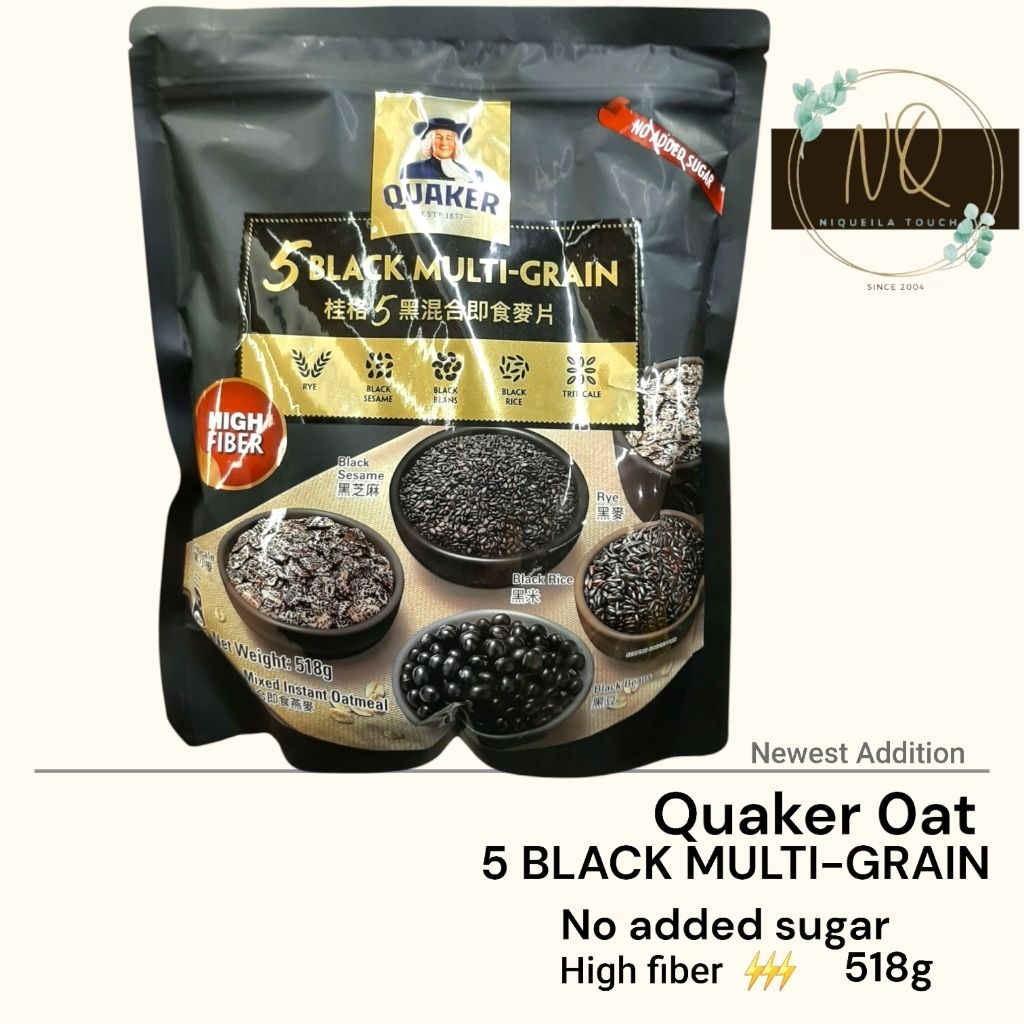 5 BLACK MULTI GRAIN QUAKER OATMEAL HIGH FIBER 518g | Shopee Singapore