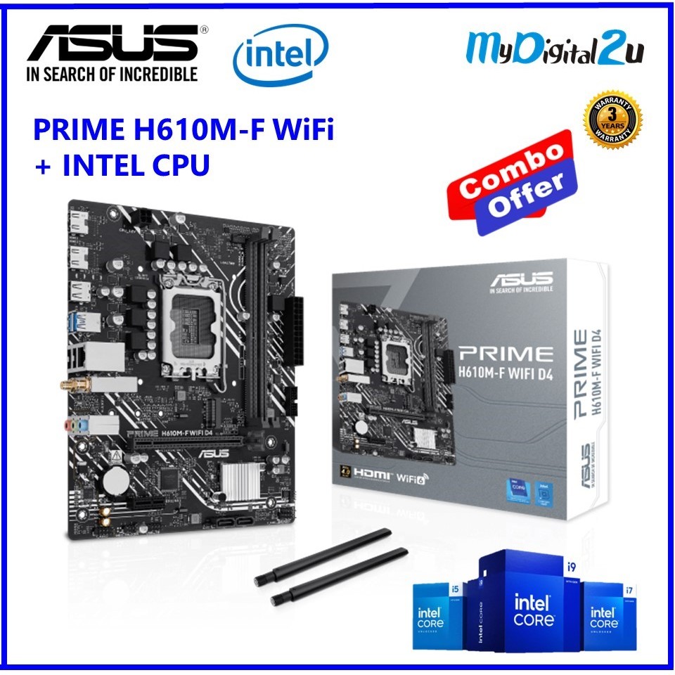 ASUS Prime H610M-F WIFI D4 (LGA 1700) mATX Motherboard + INTEL 12th ...