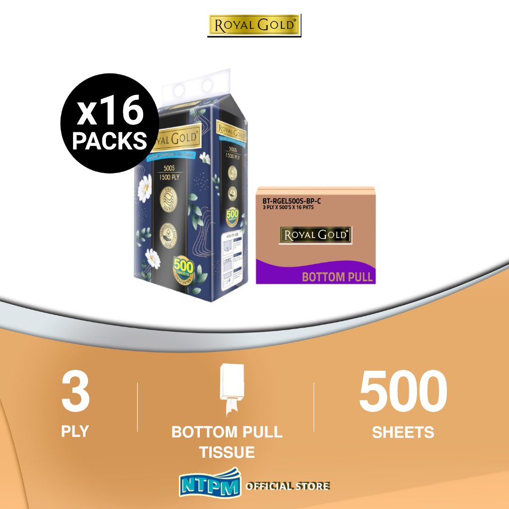 Royal Gold Elegant Soft Pack Bottom Pull 3 PLY (500's) X 16 Packets ...