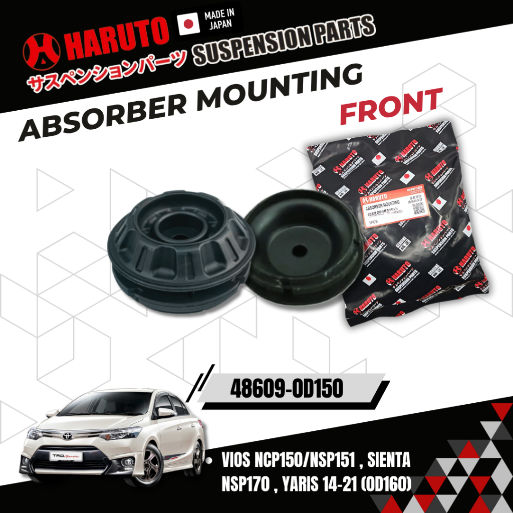 HARUTO ABSORBER MOUNTING FRONT TOYOTA VIOS NCP150/NSP151, SIENTA NSP170, YARIS (48609-0D150 ...