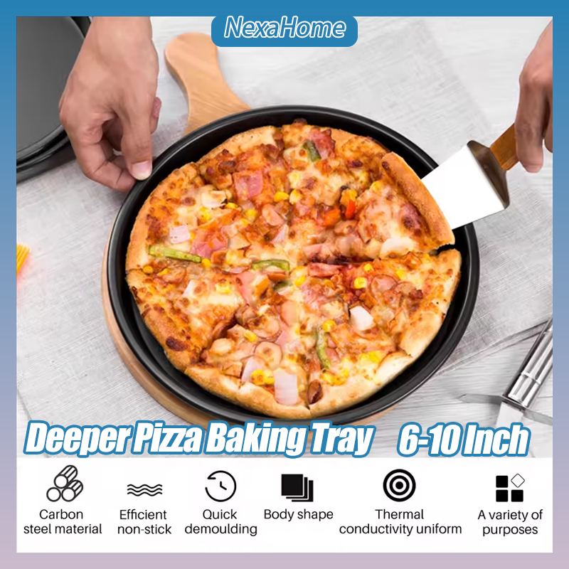 6-10 Inch Round Pizza Baking Tray Mold Microwave Oven Safe Nonstick ...
