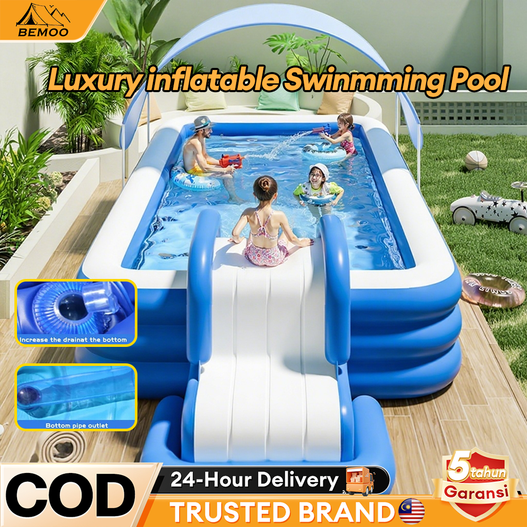 Inflatable Swimming pool Kids with slide Baby Pool Kolam Mandi Besar ...
