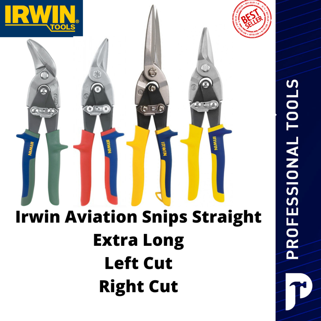 Irwin 10" Aviation Snips Straight Cut/ Extra Long/ Left Cut / Right Cut ...