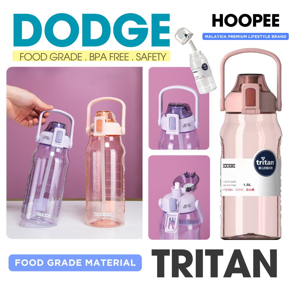 1500ml 2000ml Dodge Tritan Water Drinking Bottle 2L With Straw With ...