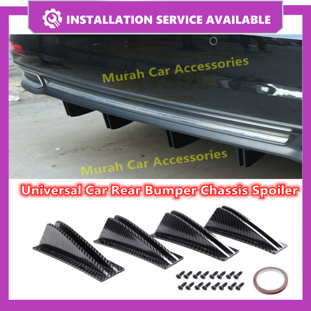 Car Universal Rear Bumper Chassis Spoiler Deflector Carbon/Black Abs ...