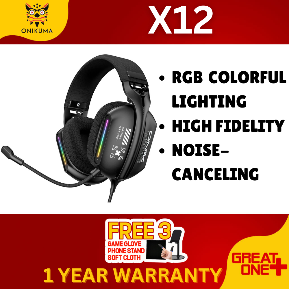 ONIKUMA X12 Headset Wired Gaming RGB Lighting ( WITH OTHERS ONIKUMA ...