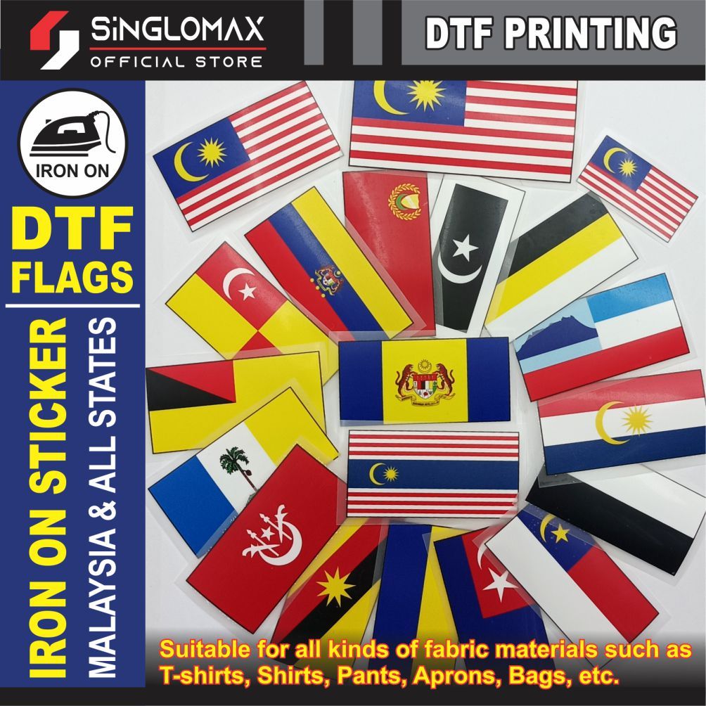 DTF Flags Printing / Iron On Sticker / / State / Bendera / Negeri ...