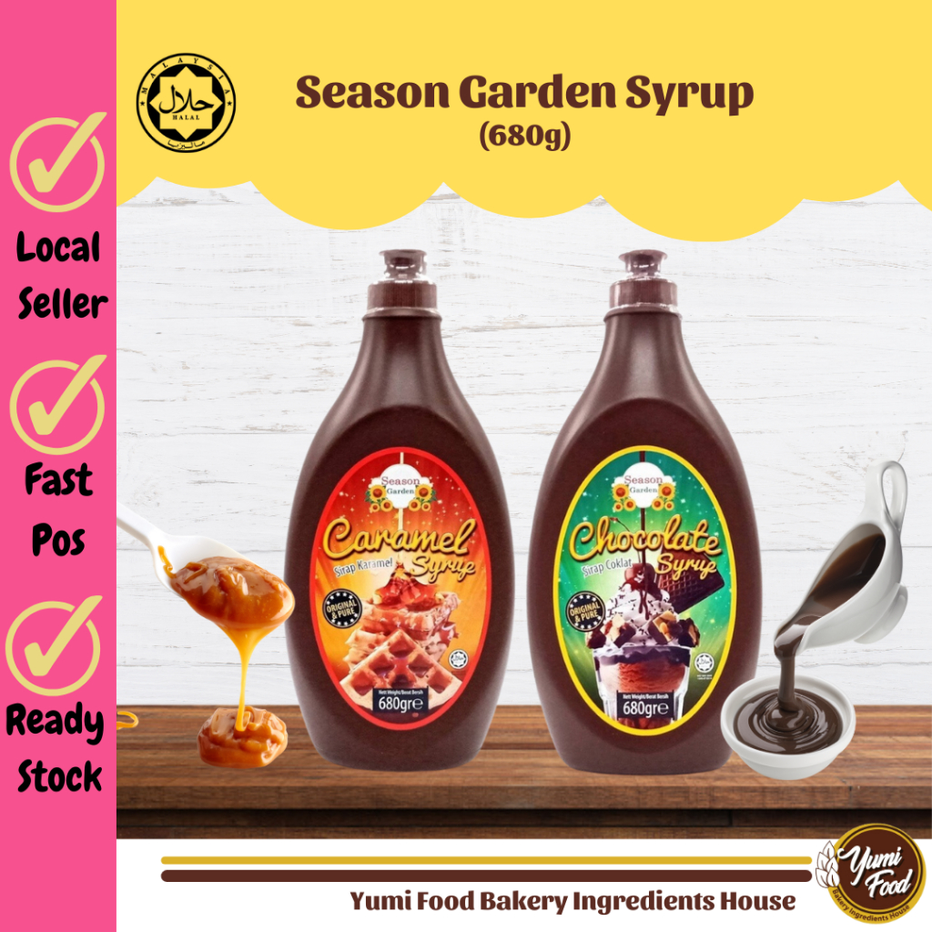 HALAL Season Garden Caramel Syrup Chocolate Syrup 680g / Premium Sedap ...