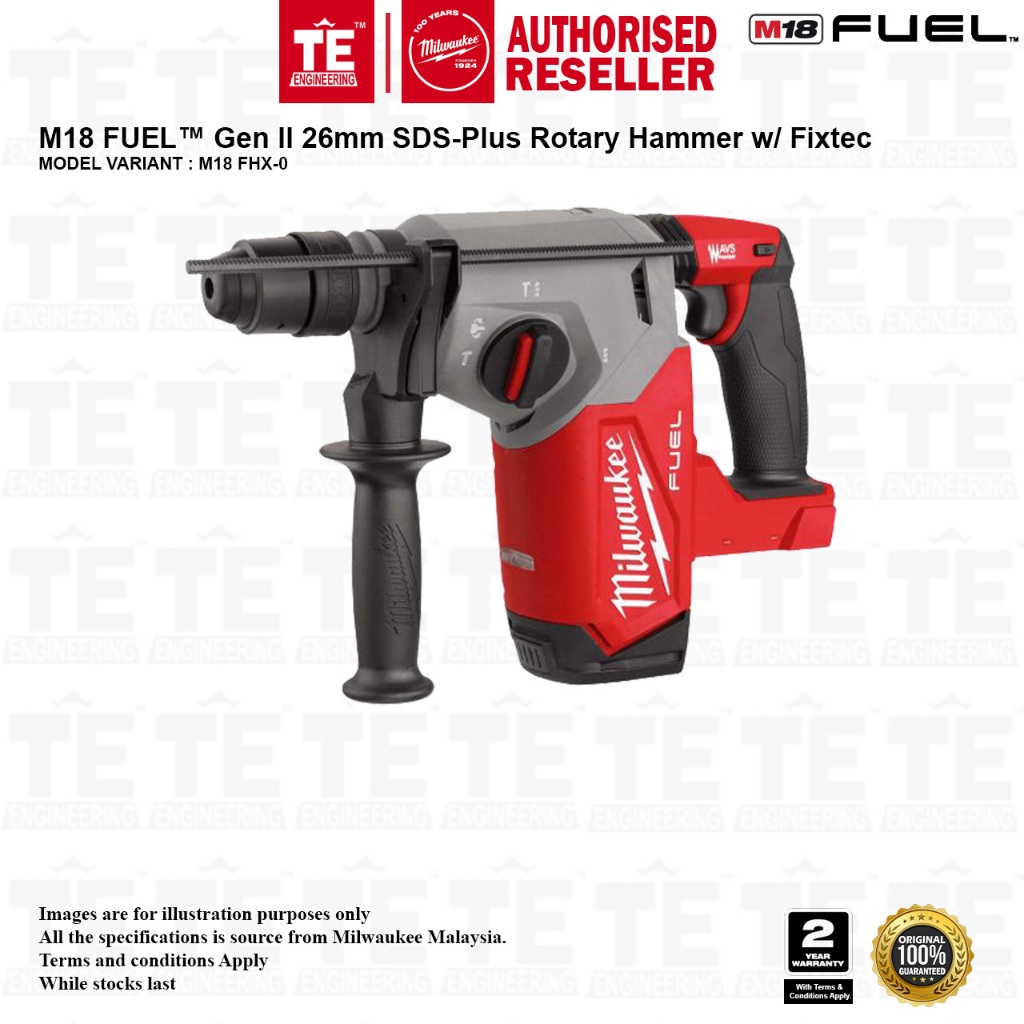 MILWAUKEE M18 Fuel Gen II 26mm SDS-Plus Rotary Hammer with Fixtec ( M18 ...