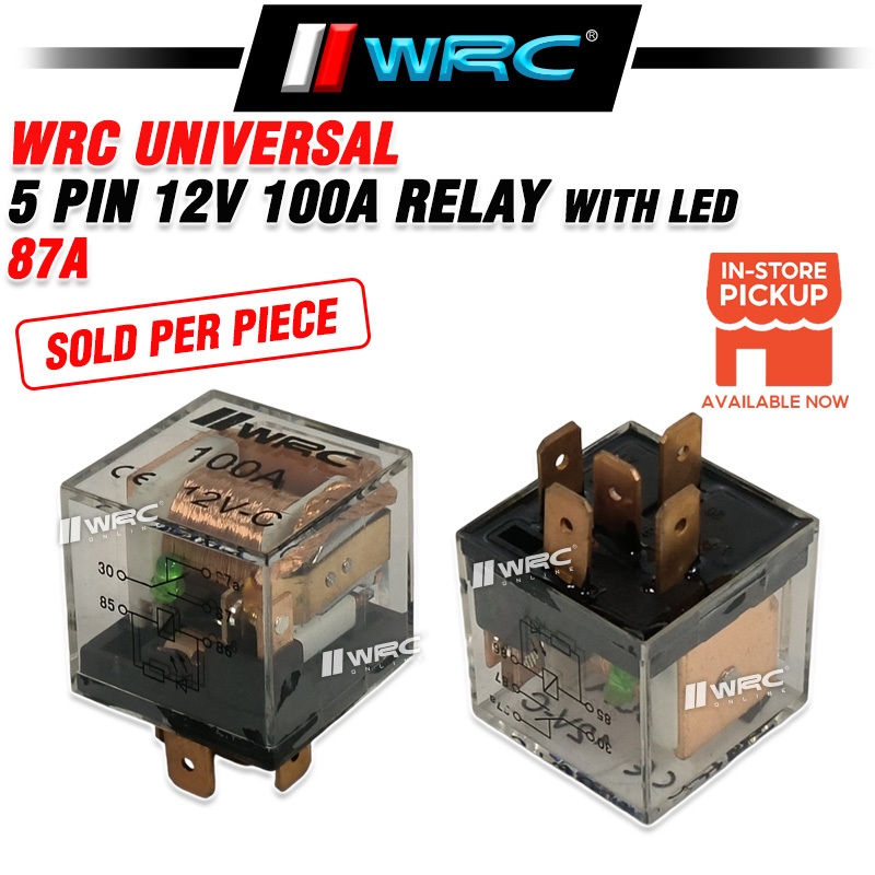 WRC Universal 5 Pin 12V 100A Relay With Led ( 87A ) ( 1pc ) | Shopee ...