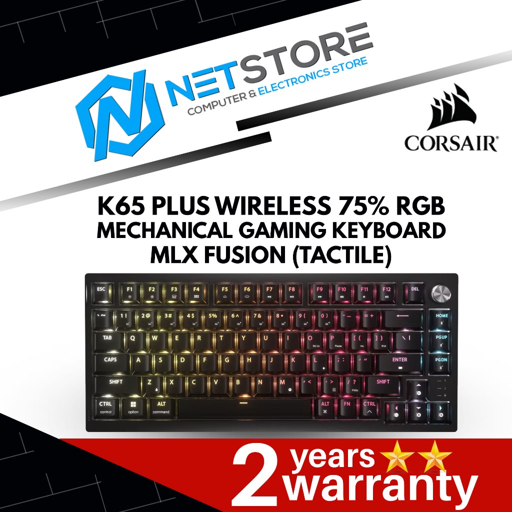 CORSAIR K65 PLUS WIRELESS 75% RGB MECHANICAL GAMING KEYBOARD MLX FUSION ...
