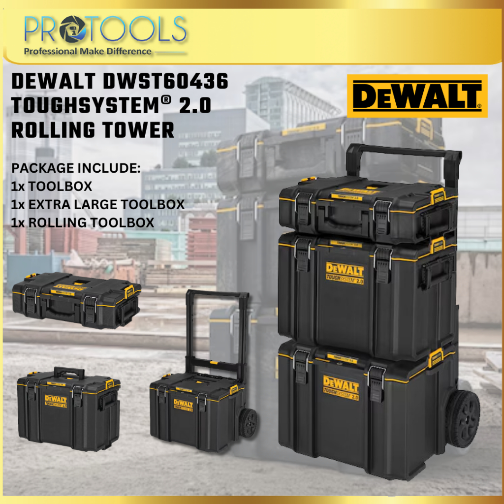 DEWALT DWST60436 TOUGHSYSTEM 2.0 ROLLING TOWER TROLLEY TOOL BOXES SET ...