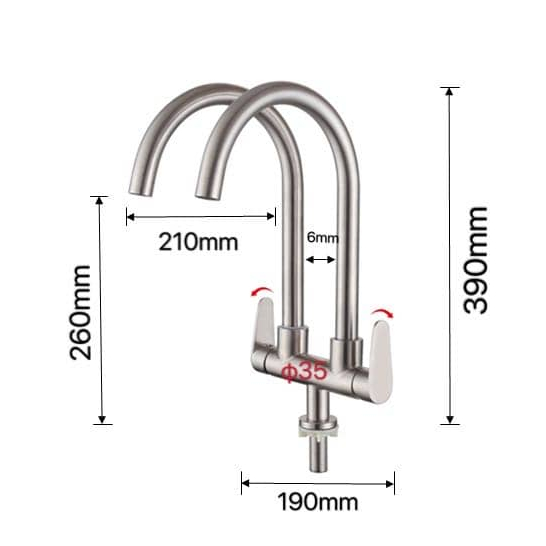SUS304 Single Cold Kitchen Tap (Heavy Duty) Best Quality Two Ways ...
