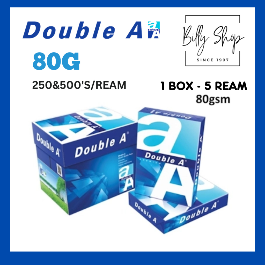 Double A A4 Copier Paper 80 gsm 250&500's I 5 Reams / Box | Shopee ...